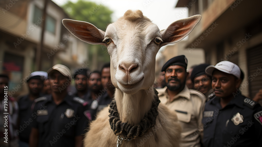 Sheep in Police uniform, cute and cool Eid ul Adha backgrounds Stock ...