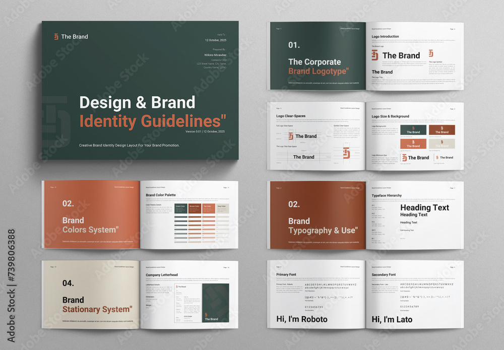 Brand Identity Guidelines Layout Design Template Landscape Stock ...