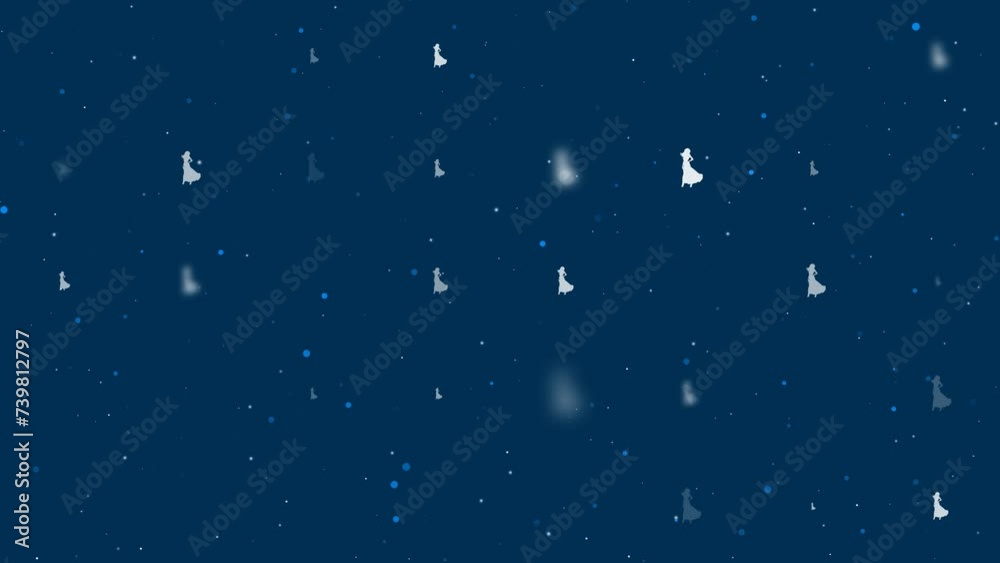 Template animation of evenly spaced lady symbols of different sizes and ...