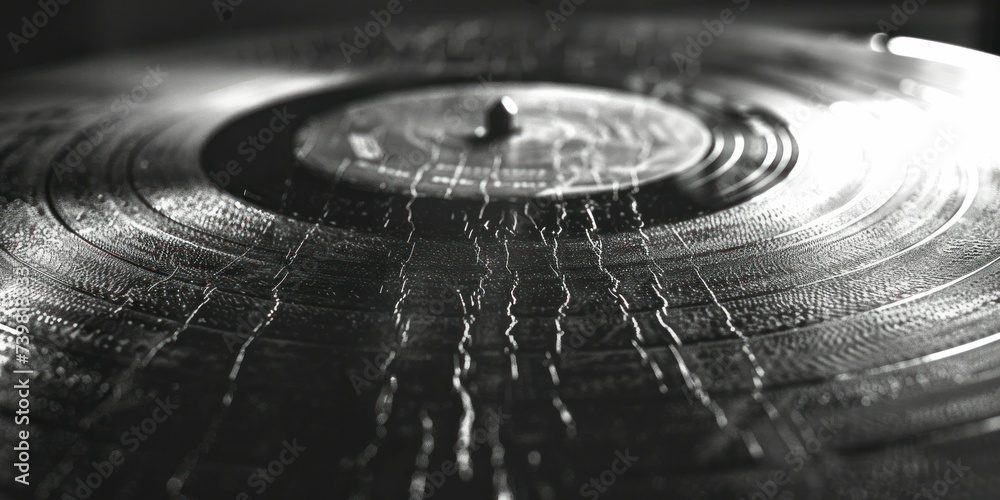Textured groove of vintage vinyl scratches, retro overlay, musical ...