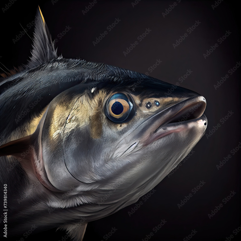 Stunning Close-Up Tuna Fish Portrait with Artistic Lighting Stock Photo ...