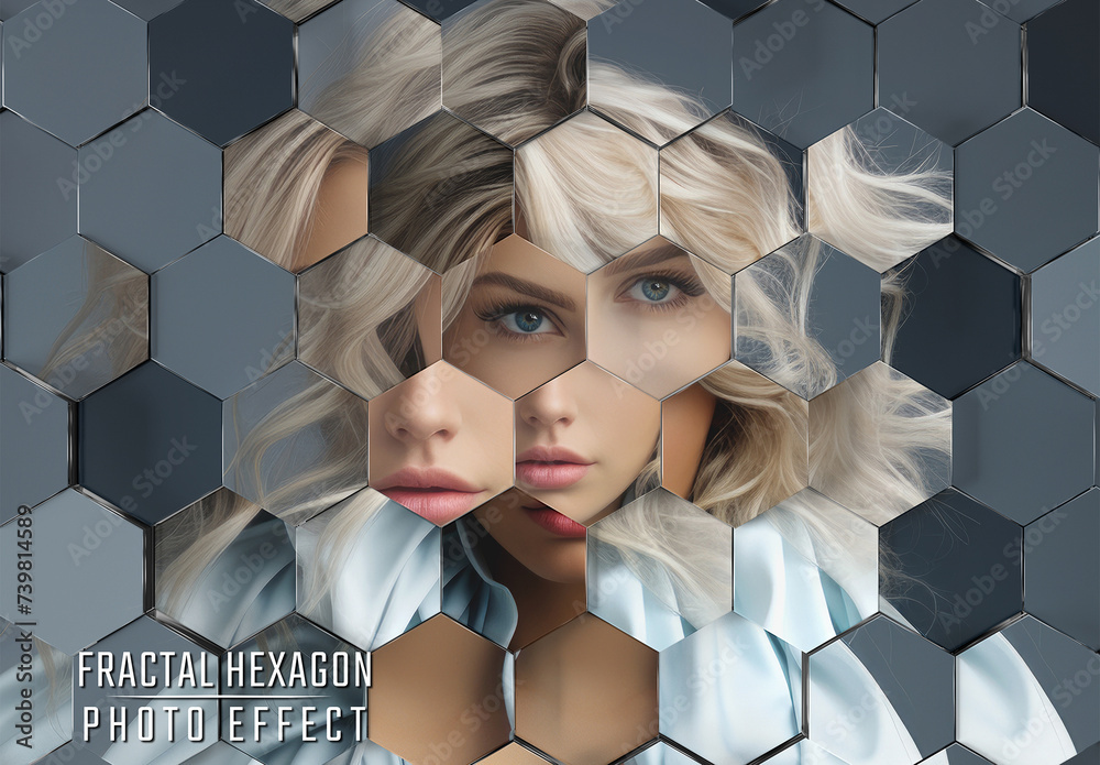 Hexagon Fractal Photo Effect Mockup Stock Template | Adobe Stock