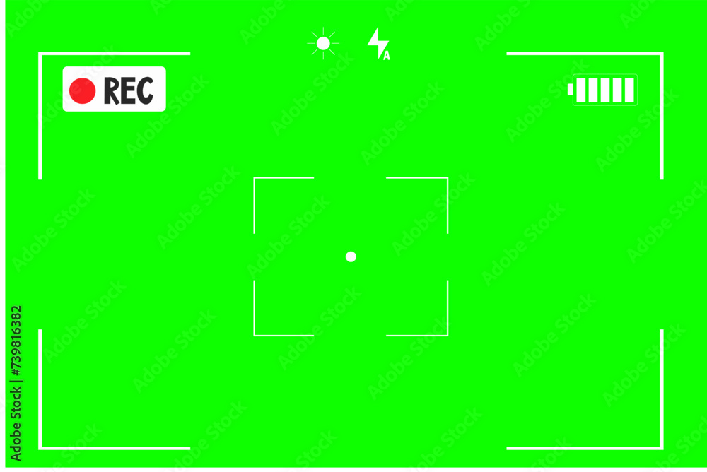 Green screen chroma key background, viewfinder camera frame, video film ...