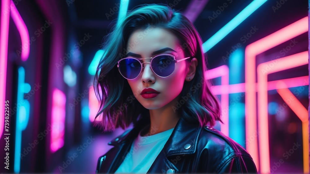 Beautiful young fashionable stylish android woman in urban outfit ...