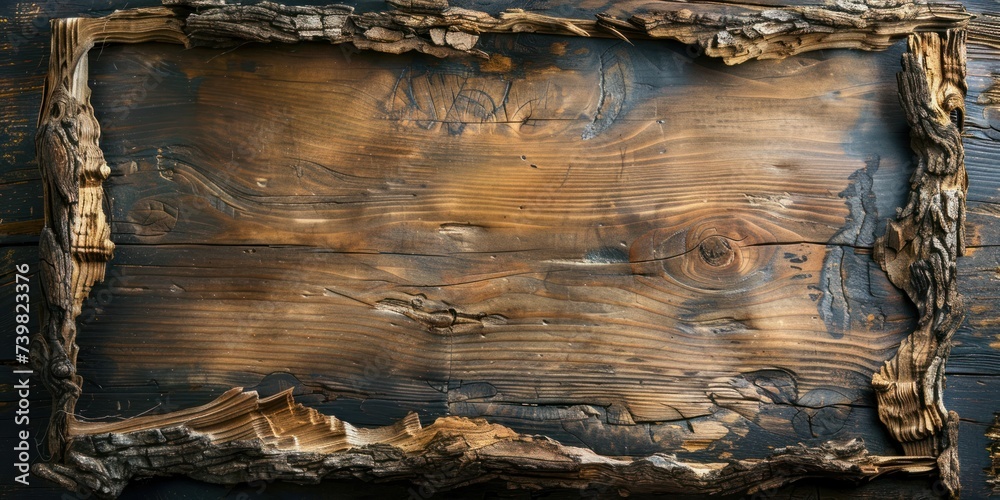 Grunge border crafted from weathered wood, showcasing natural rusticity ...