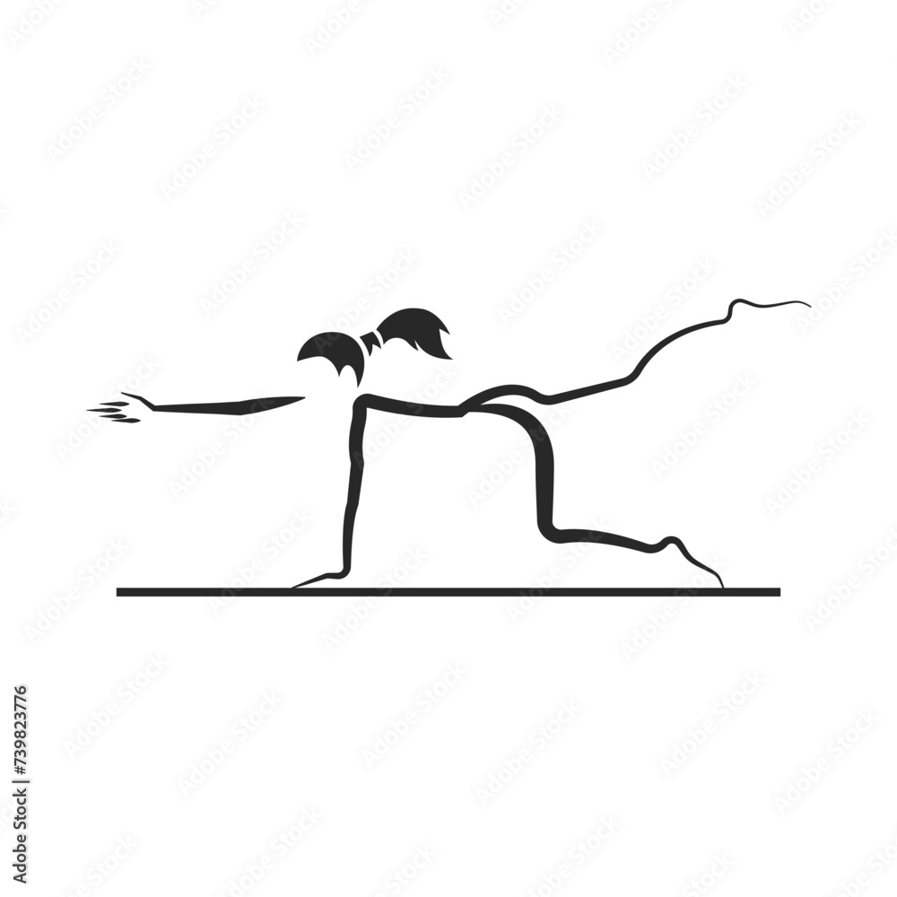 Balancing table yoga pose Dandayamana Bharmanasana: silhouette of a ...