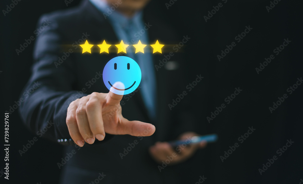 Customer satisfaction survey concept. Five-star service experience rate ...