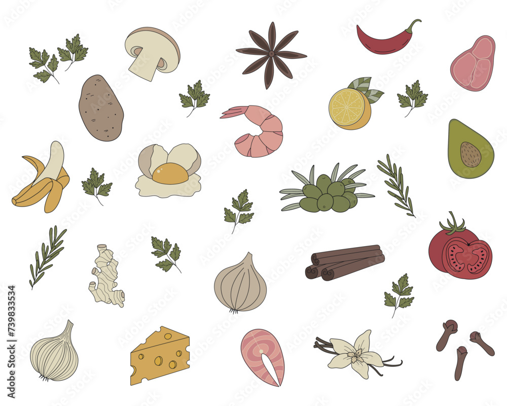 Food icon set, Cooking icon pack, Cooking Ingredients, Vegetable clip ...