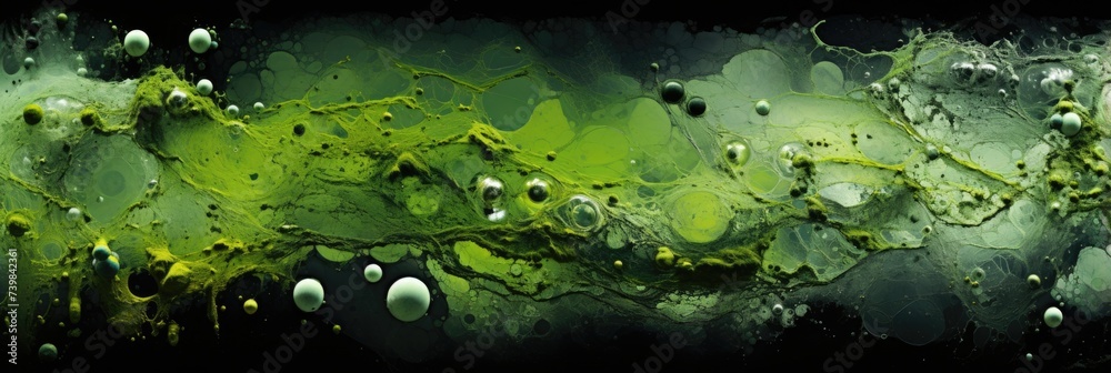 Toxic Waste: Detailed Closeup of Green Sludge with Foam and Bubbles ...