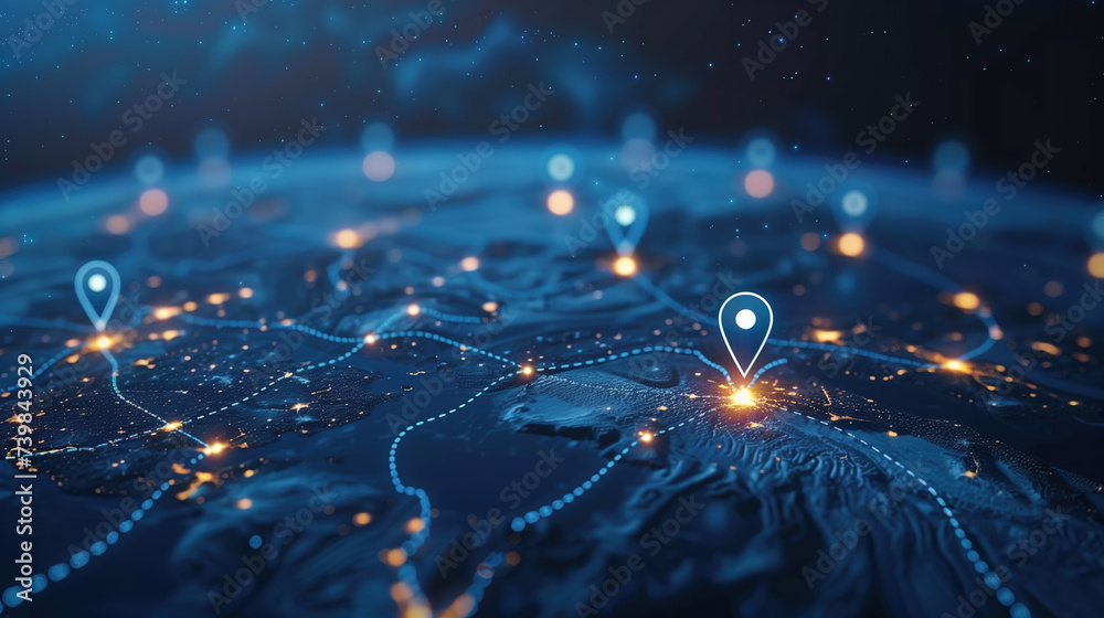 Connected Earth: Featuring Digital Enhancements, Location Pins, Blue ...