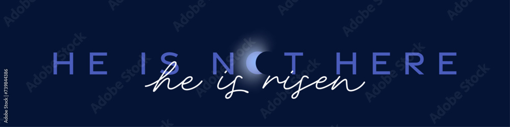 Easter banner with lettering quote : He is not there He is risen ...
