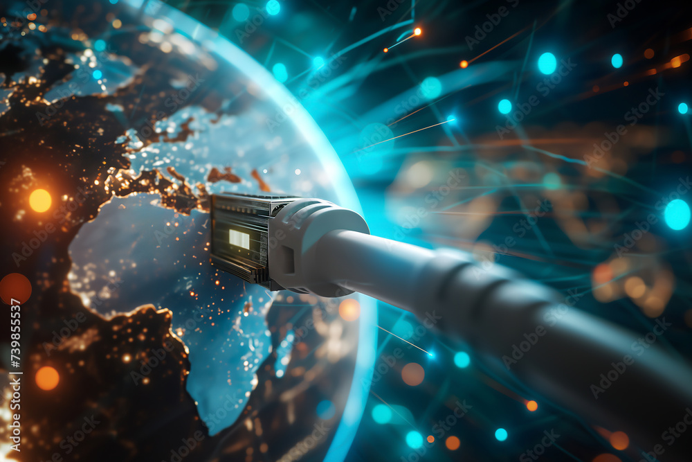 Fast fibre internet computer cable transmitting broadband ...