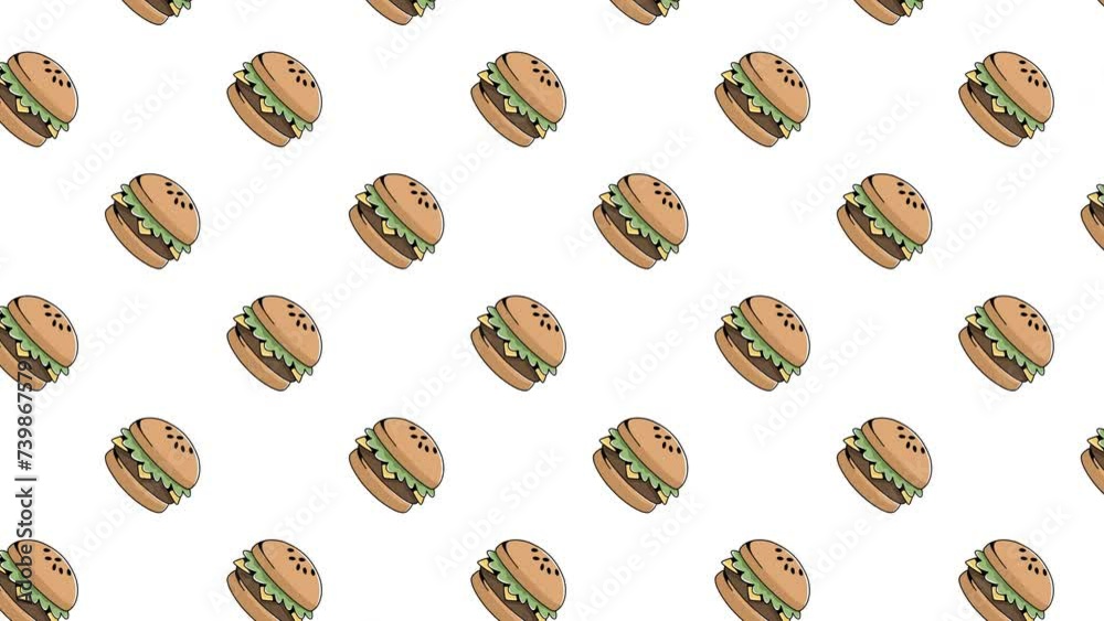 4k animated burger motion pattern on white background. Motion Wallpaper ...