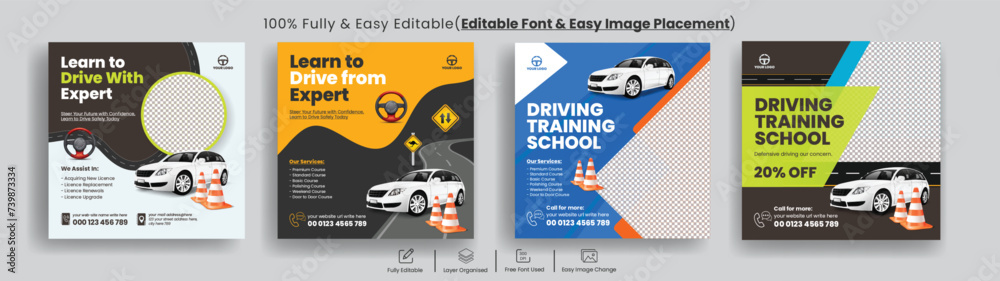 Editable social media post ads or instagram post banner template set ...