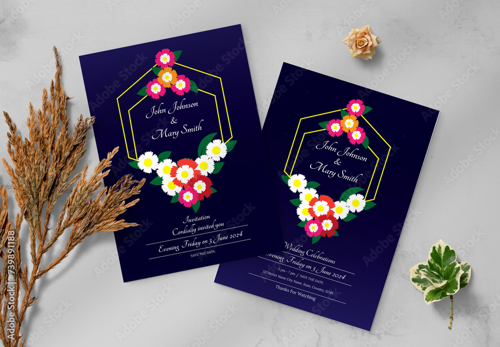 Wedding Invitation Card Layout Stock Template | Adobe Stock