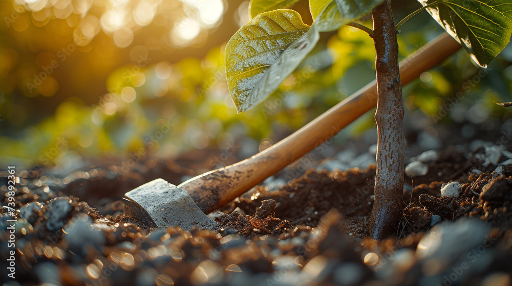 The parable of the barren fig tree. Tree and ax at the roots. Christian ...