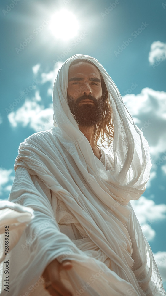 Portrait of Jesus Christ against the sky. Christian photography for ...