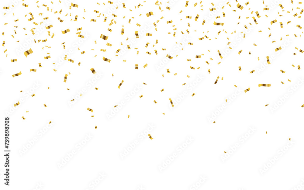 Falling gold confetti isolated on white background, confetti pattern ...