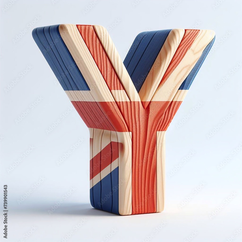 Y letter United Kingdom letters shape 3D wooden Lettering Typeface. AI ...