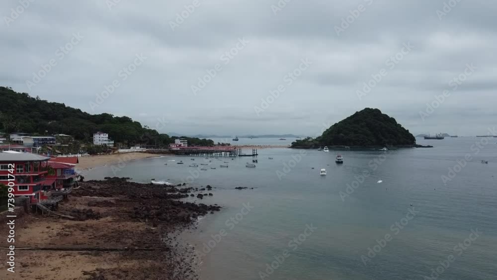 Aerial drone image: flying over the beach of Taboga Island, with a view ...
