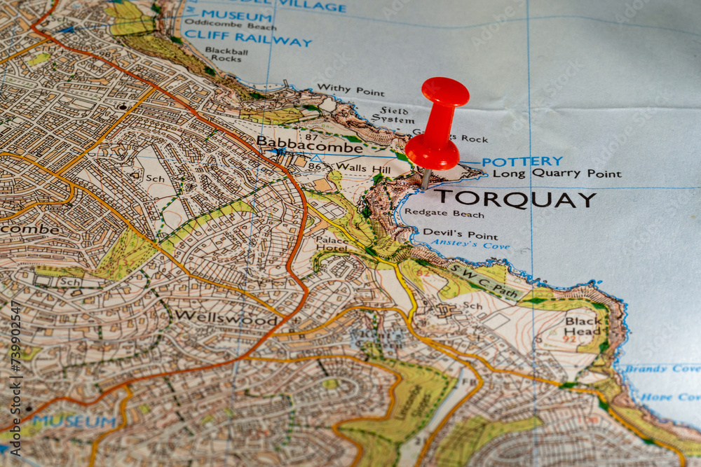 Photo & Art Print A close-up photograph of an ordnance survey map that ...