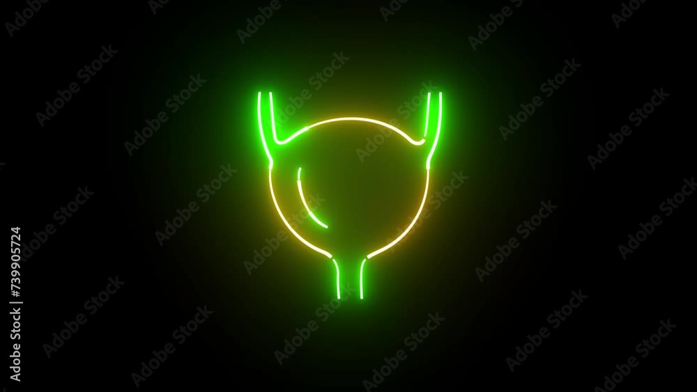 Vidéo Stock Neon bladder icon animation. Part of human urinary system ...