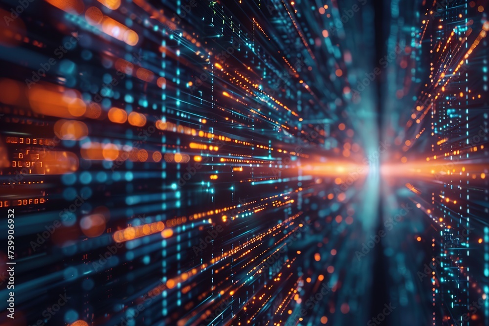 blue binary background. Concept. Data sorting process. The big data ...