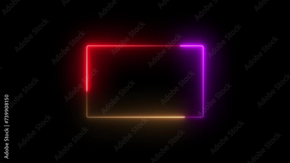 Seamless loop animation rectangle frame 4K video motion graphic. Animated borders frame glowing ...