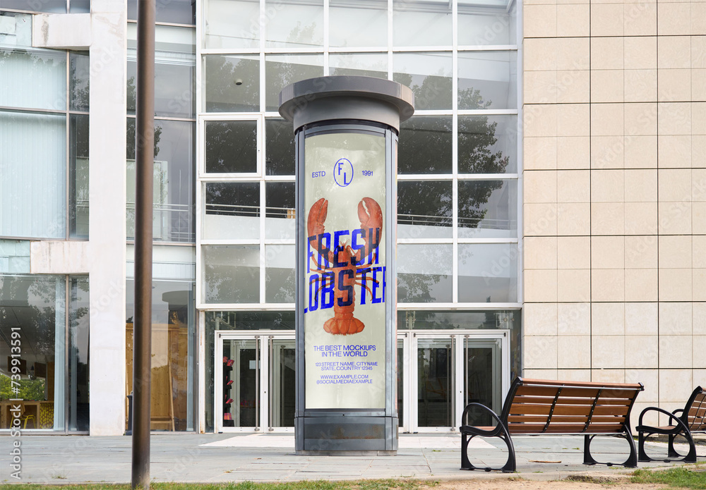 Mockup of vertical customizable sign outside building Stock Template ...