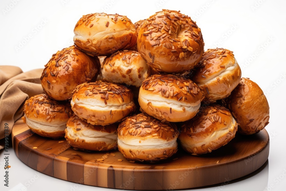 Variety of Bagel Flavors on a Cutting Board, Bomboloni Krapfen ...