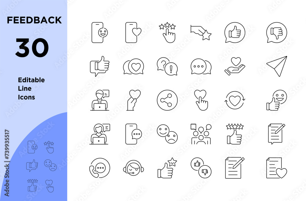 Feedback Line Editable Icons set. Vector illustration in modern thin ...