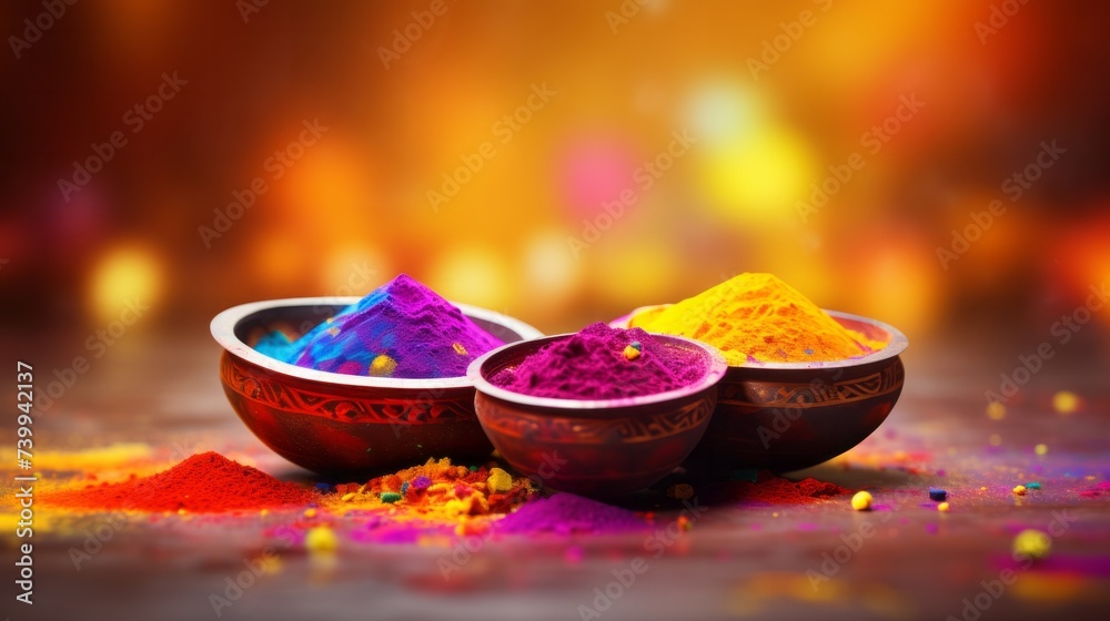 Scattering splashes of colorful bright powder on a dark background for ...