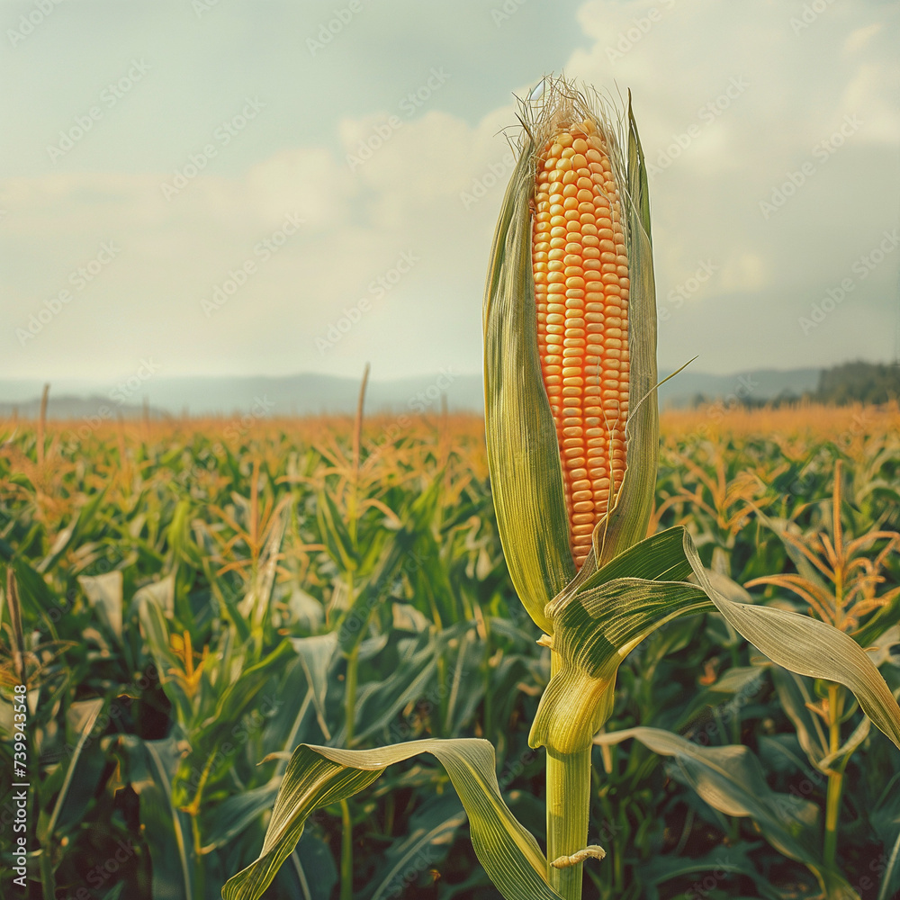 Corn crops in the field captured through hyper-realistic daylight ...