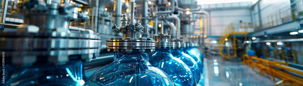 Electrolysis water splitting plants producing hydrogen fuel Stock Photo ...