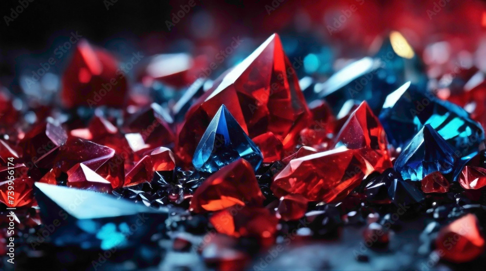 crystals background in transparent red and black color with diamond ...