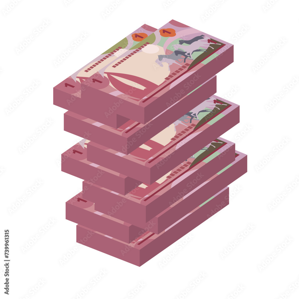 Bahraini Dinar Vector Illustration. Bahrain money set bundle banknotes ...