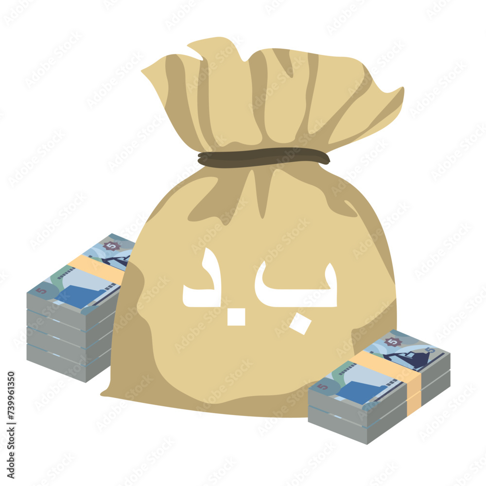 Bahraini Dinar Vector Illustration. Bahrain money set bundle banknotes ...