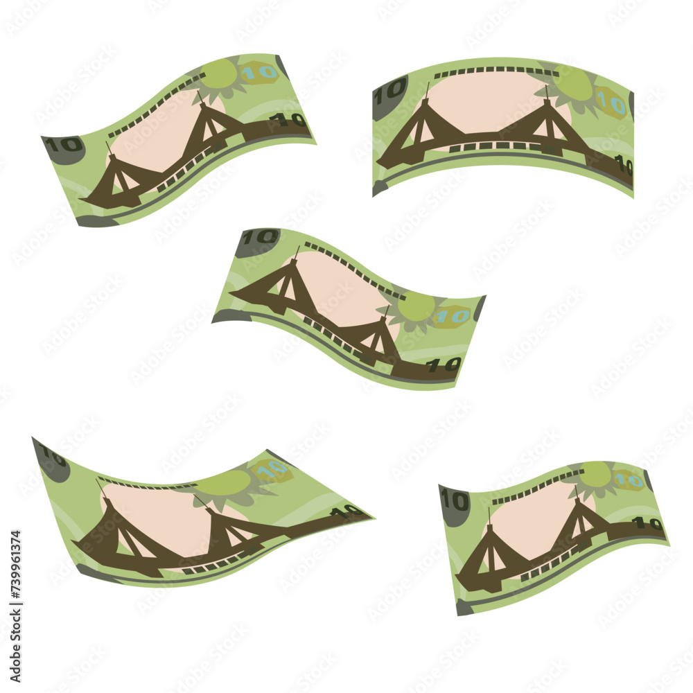 Bahraini Dinar Vector Illustration. Bahrain money set bundle banknotes ...