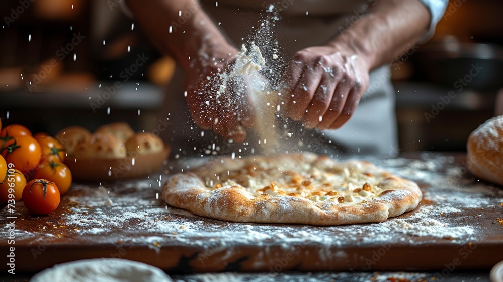 Artisanal Pizza Creation: Capturing the hands of a chef skillfully ...