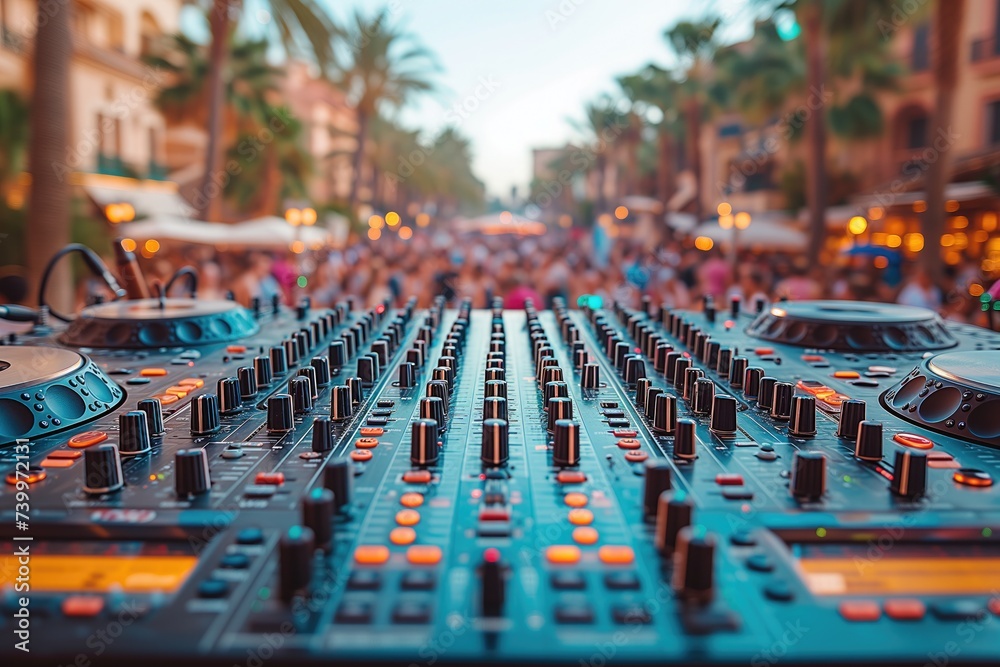 DJ table. A live band or DJ sets the mood with lively tunes and ...