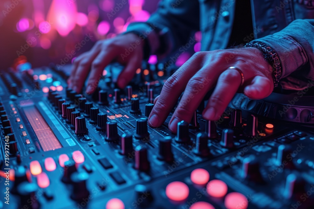 DJ table. A live band or DJ sets the mood with lively tunes and ...