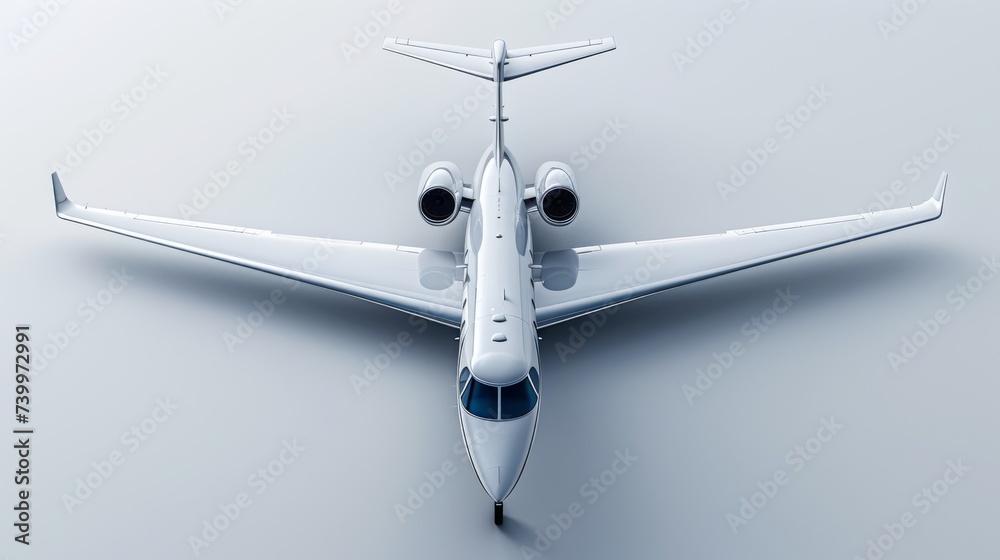 Top View of Modern Private Jet Isolated on White Background Stock Photo ...