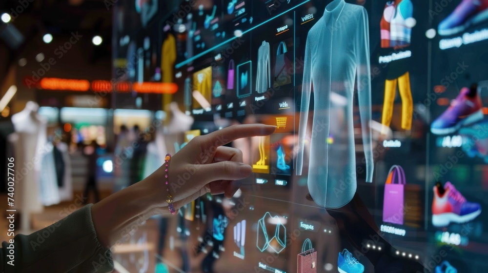 Interactive Digital Shopping Experience. A shopper interacts with a ...