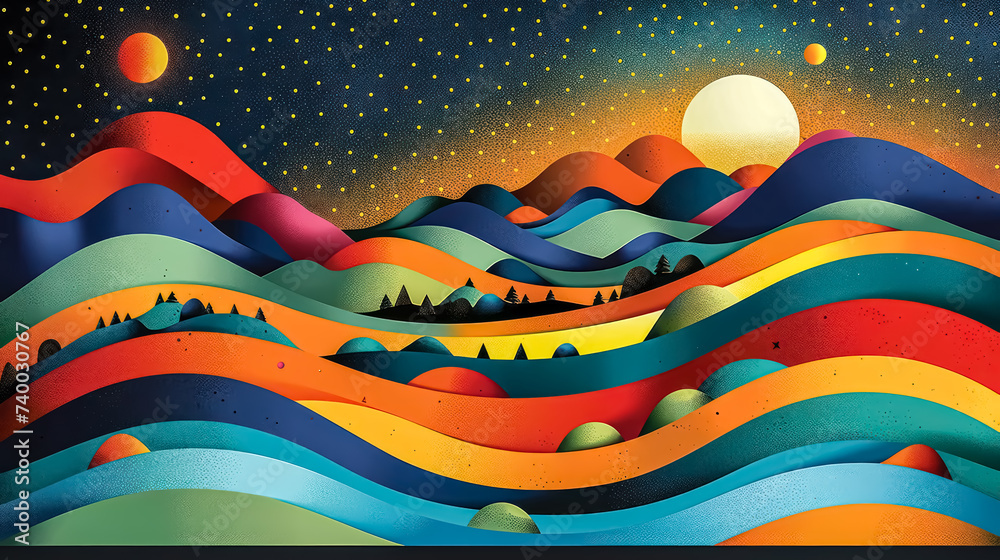 Vector Art representing space exploration cosmic cosmic color palette ...