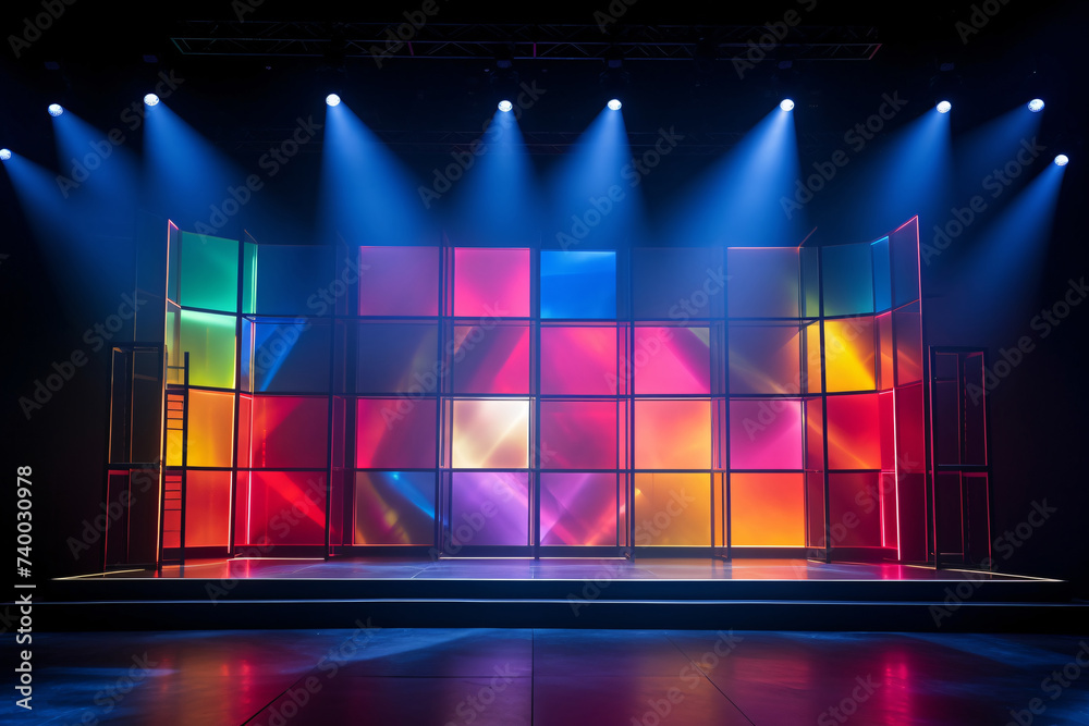 Modern dance stage light background with spotlight illuminated for ...