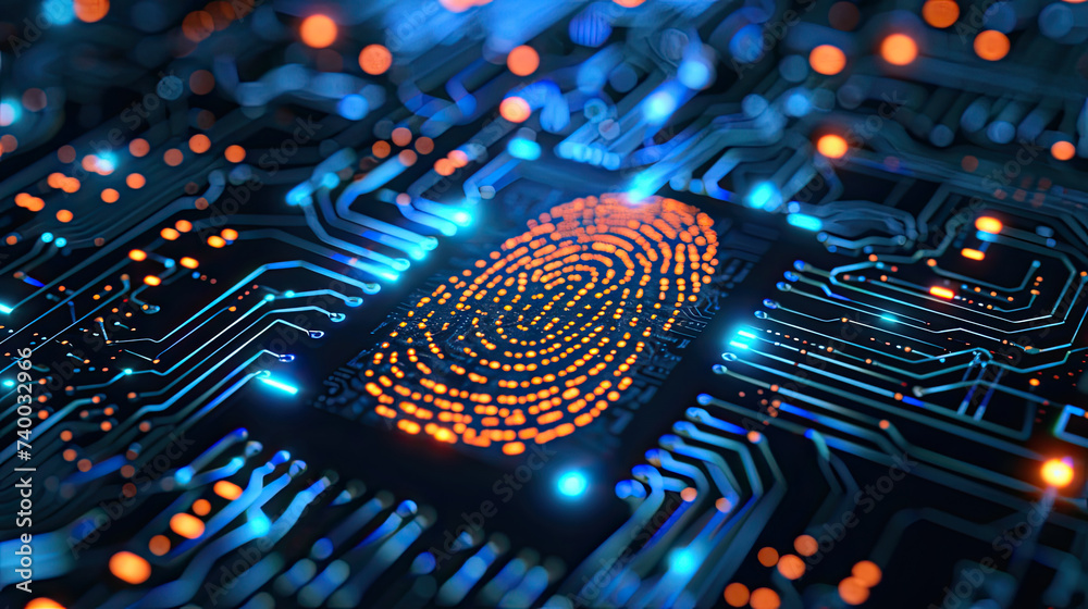 fingerprint digital technology electronic on a circuit board ...