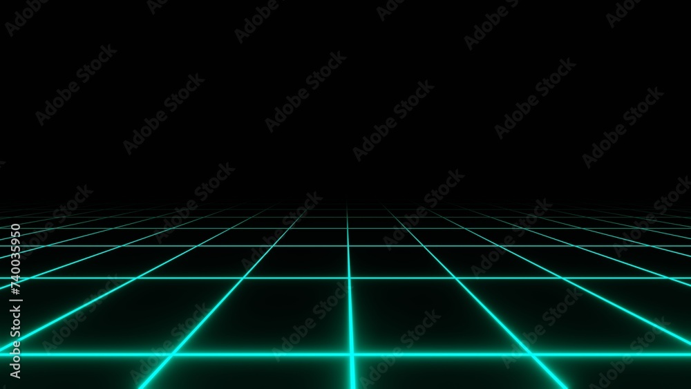 3d retro neon green blue turquoise abstract background with laser lines ...