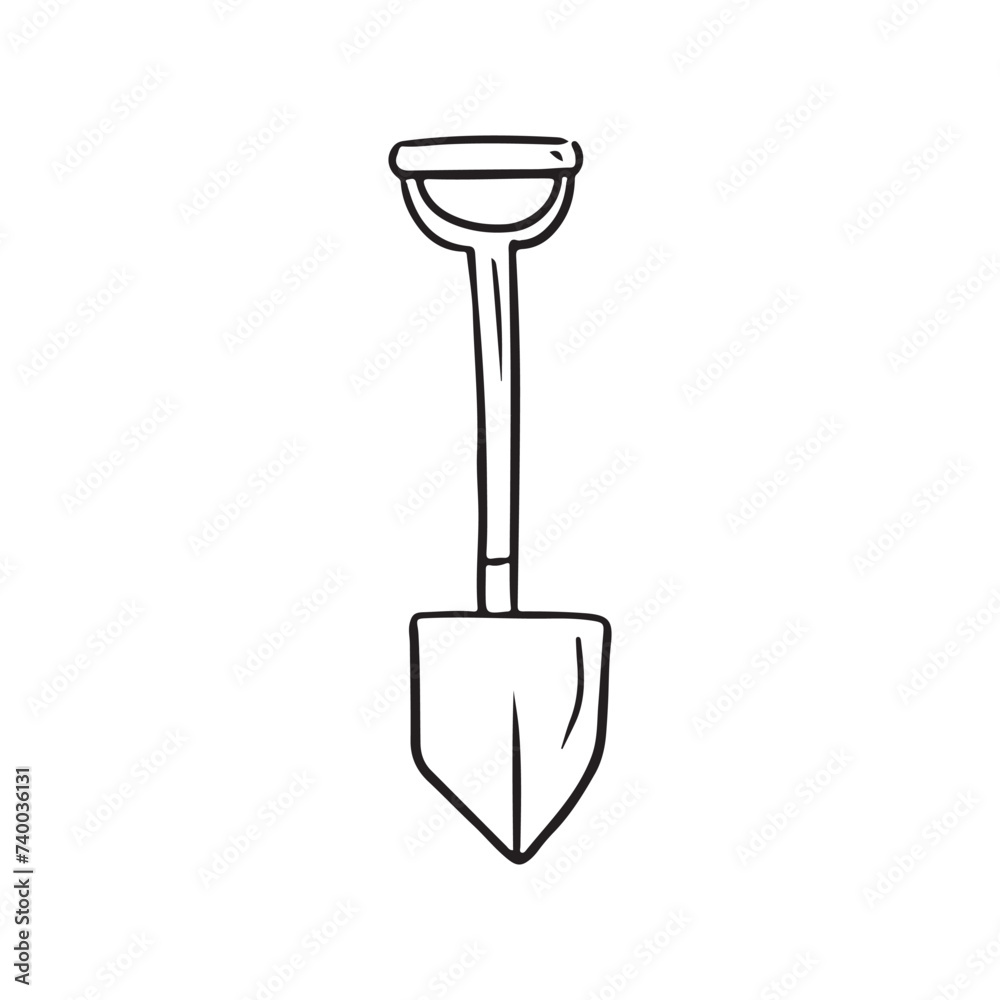 Realistic shovel as a camping equipment with handle for digging, making ...