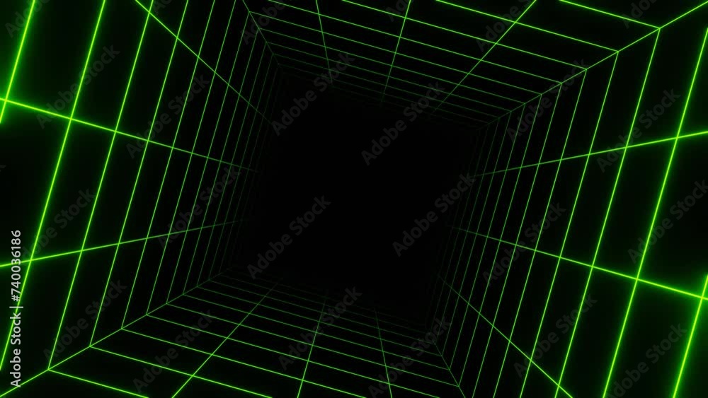 Abstract Perspective 3D neon green Grid Room. Screen Graph Paper Sheet ...