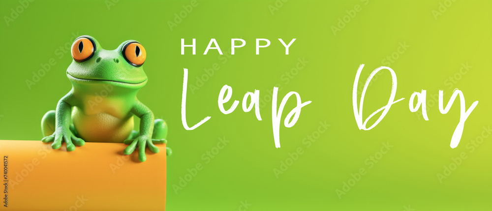 Happy Leap Day 29 February 2024, greeting card illustration with text ...